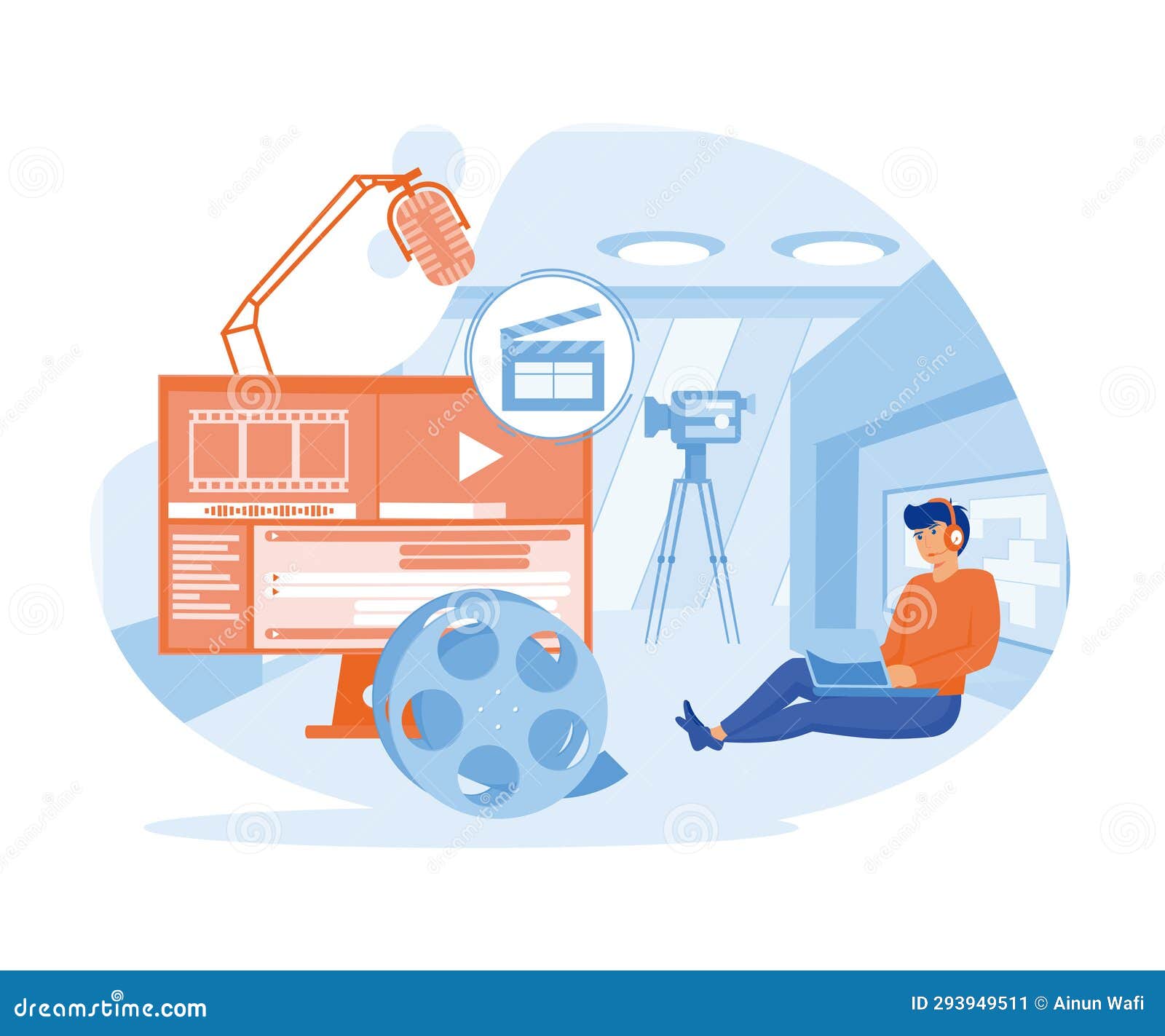 Freelancer Designer, Animator, Storyteller Creating Motion Graphic Content. Stock Vector ...