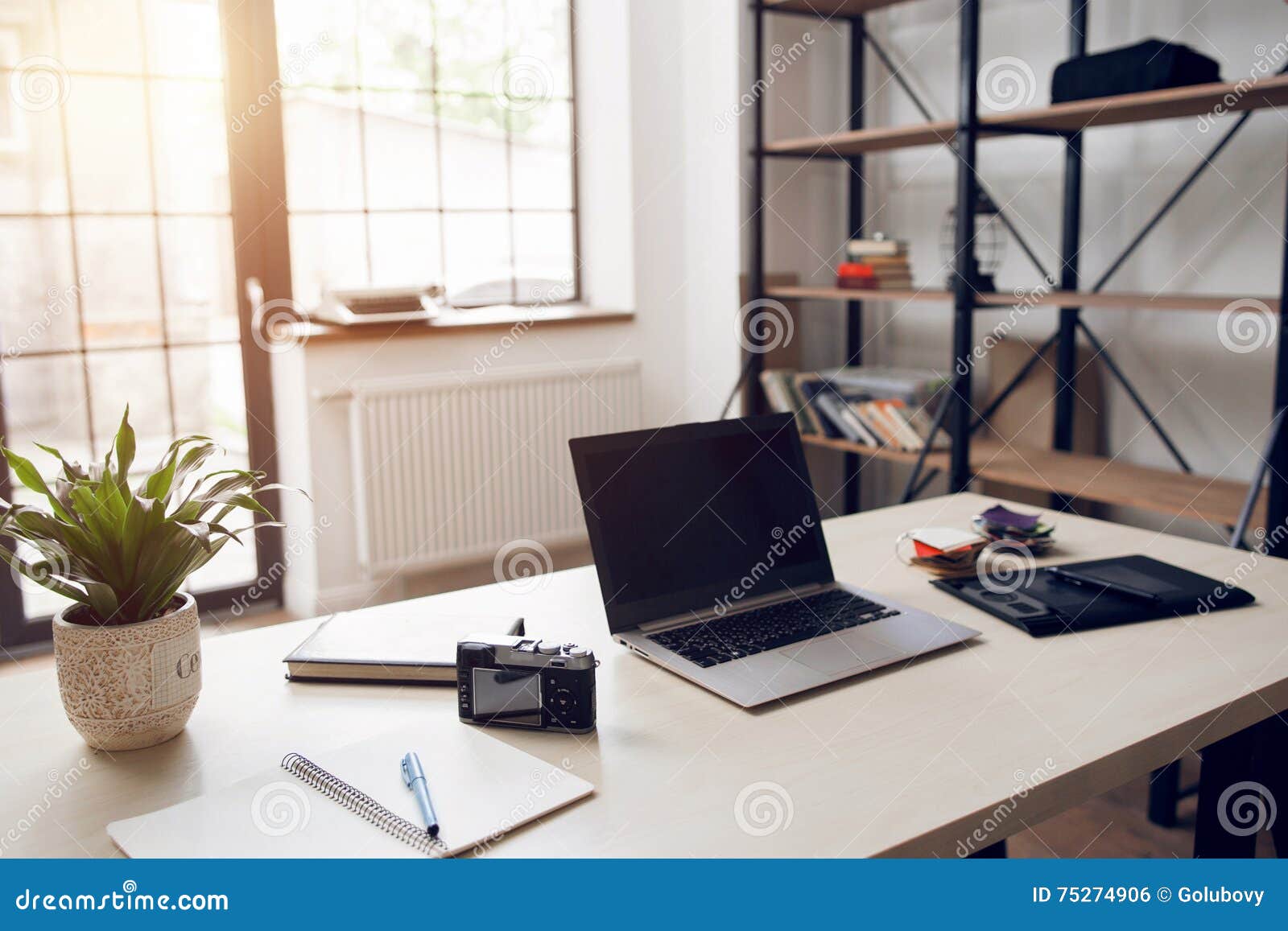 Freelancer Desktop with Necessary Work Tools Stock Photo - Image of ...