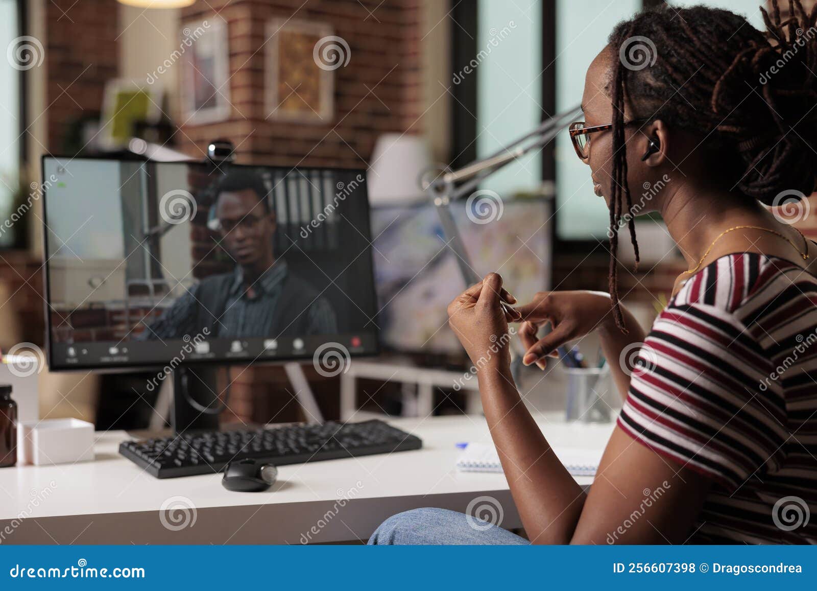Freelancer Having Interview with Client on Videoconference Stock Photo ...
