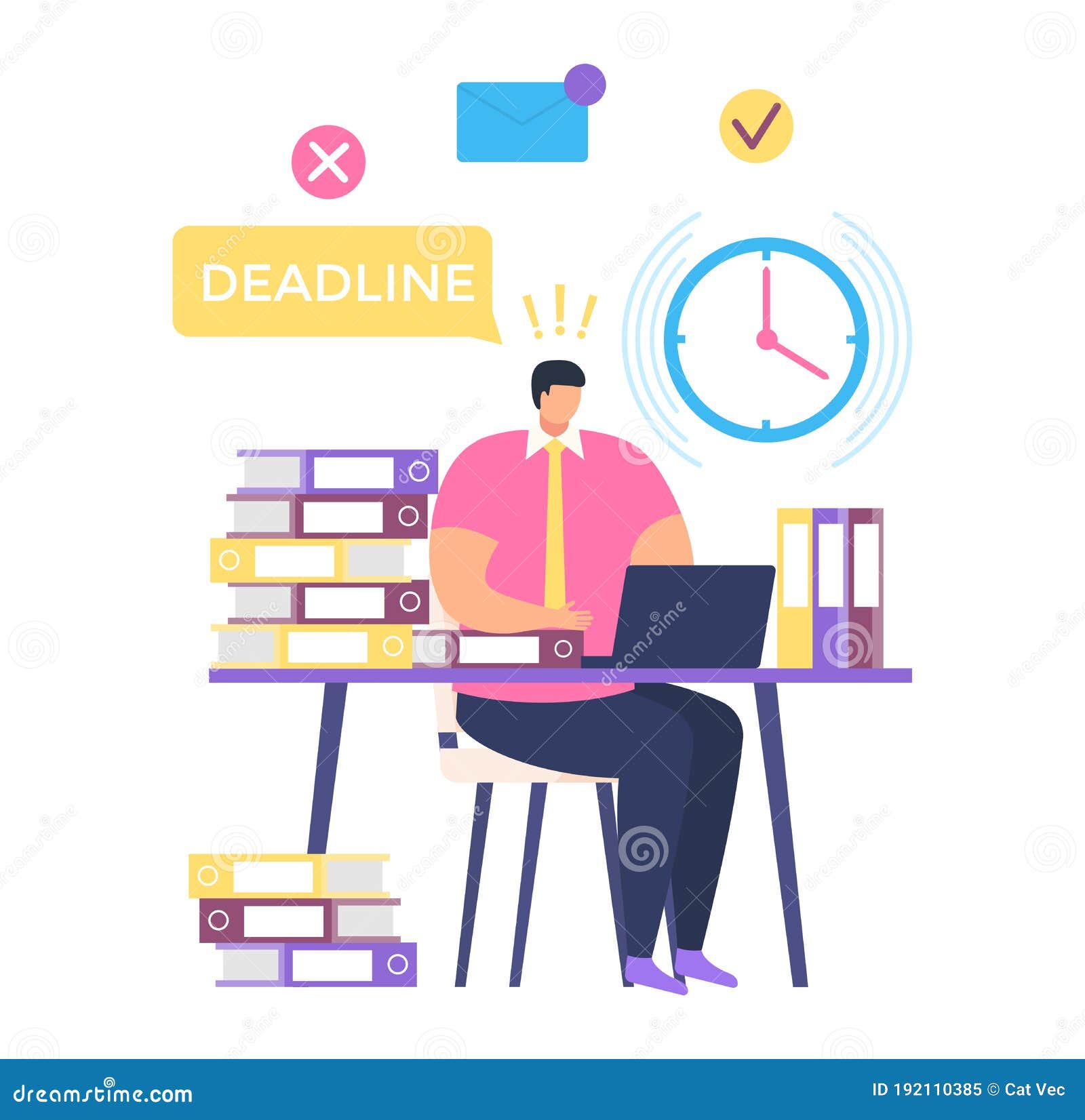 Freelancer Male Character Sitting Workplace, Deadline Work Process ...