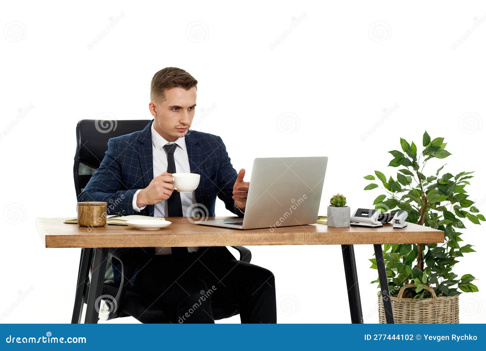 Freelancer Man Talking on Video Call To Client Using Laptop Stock Photo ...