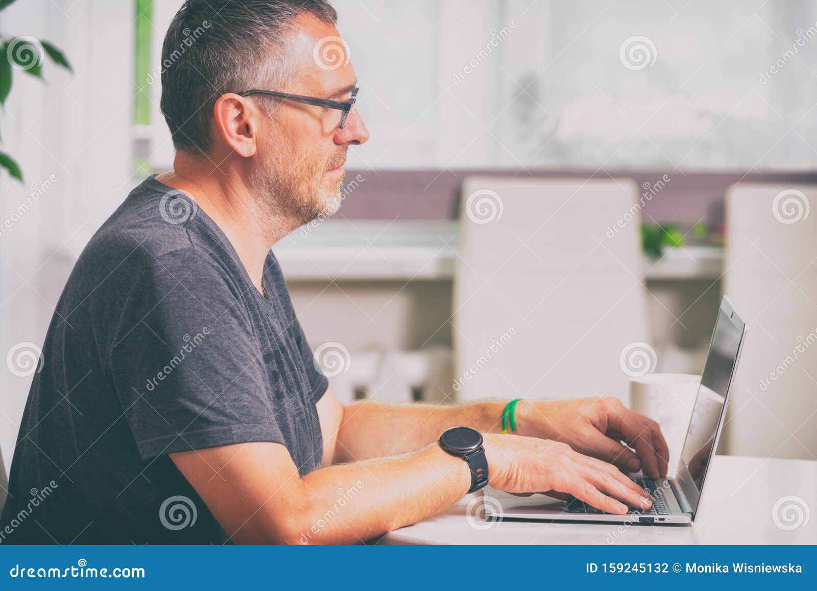 Freelancer man at home stock photo. Image of person - 159245132