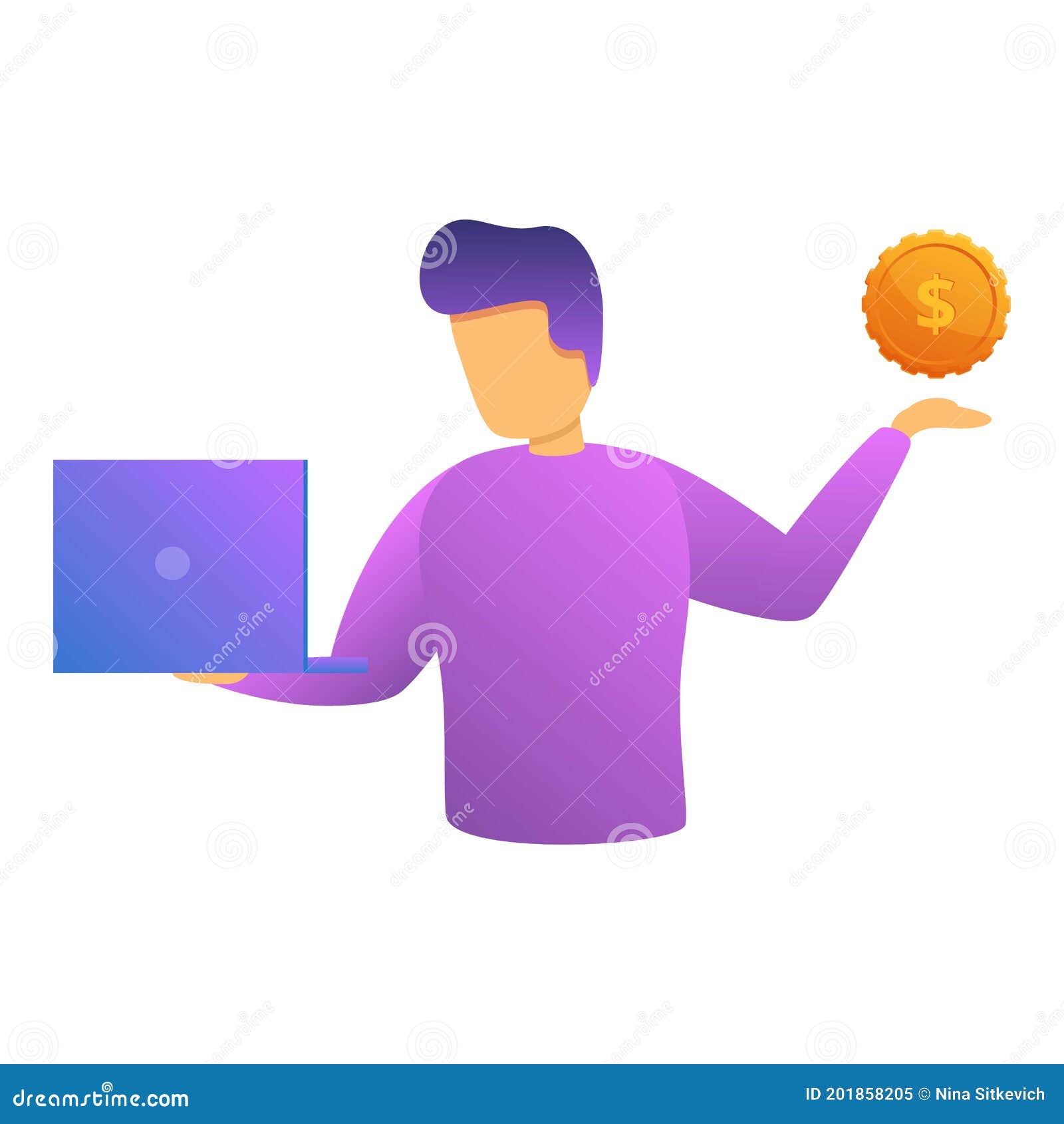 Freelancer Monetization Icon, Cartoon Style Stock Vector - Illustration ...