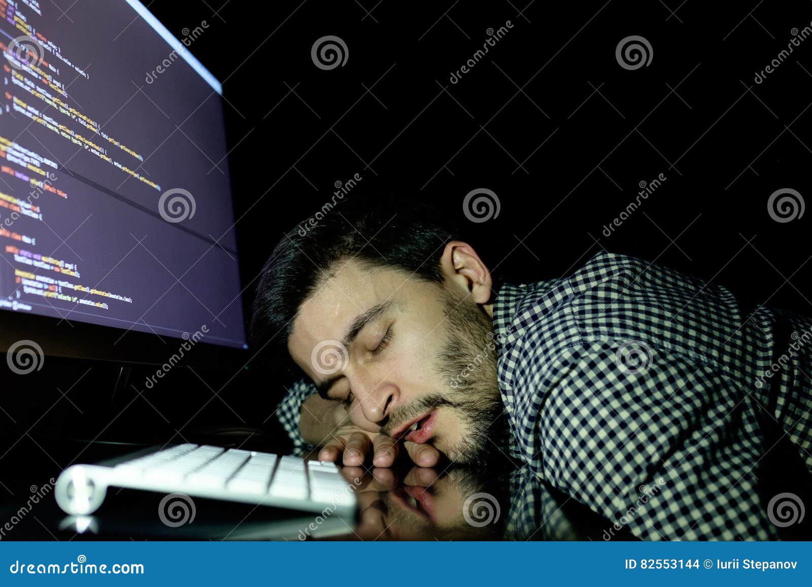 Freelancer Programmer Falling His Face Down Taking a Nap Stock Photo ...