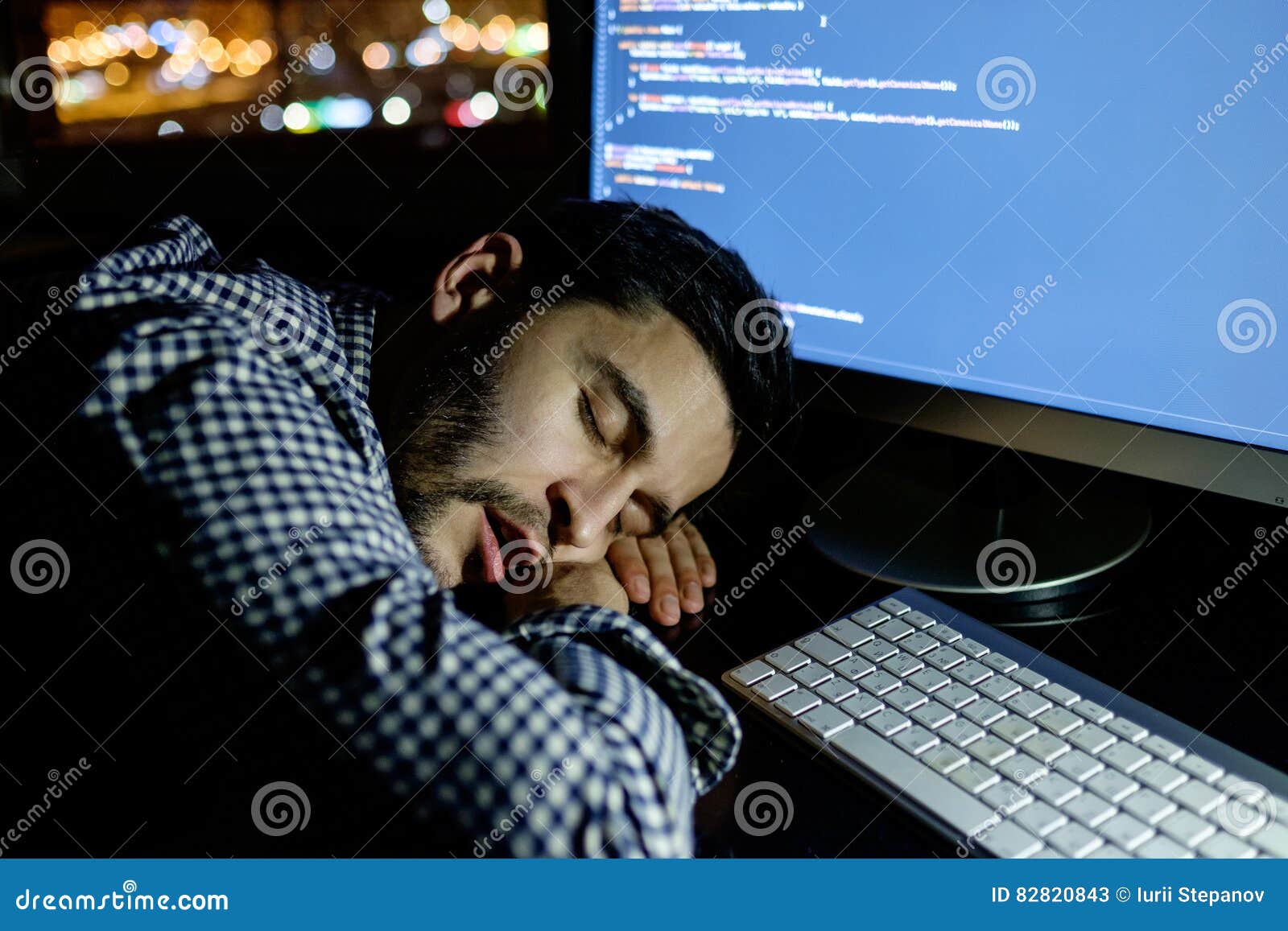 Freelancer Programmer Falling His Face Down Taking a Nap Stock Image ...