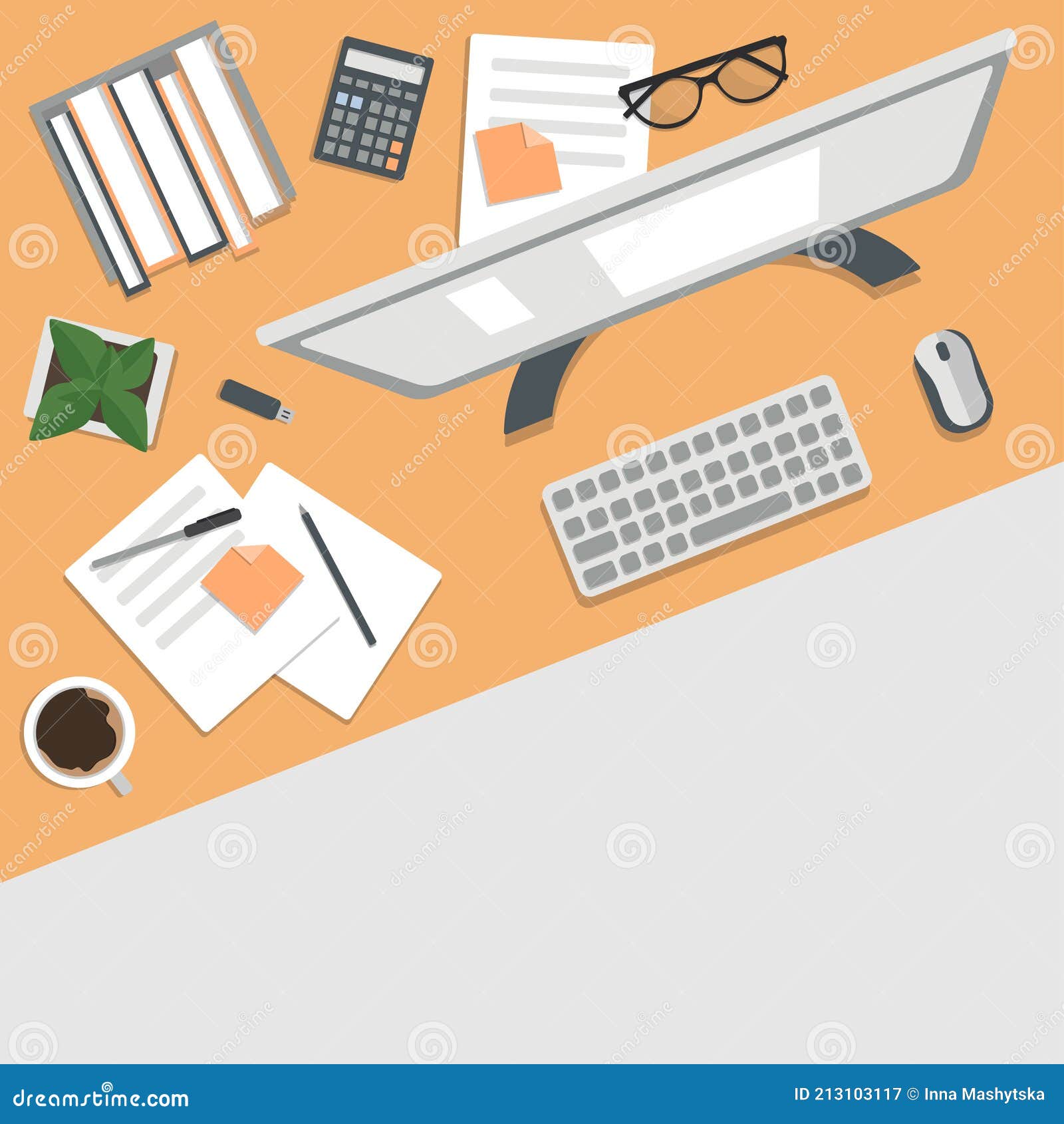 Freelancer S Desktop, Top View. the Concept of Working at Home ...