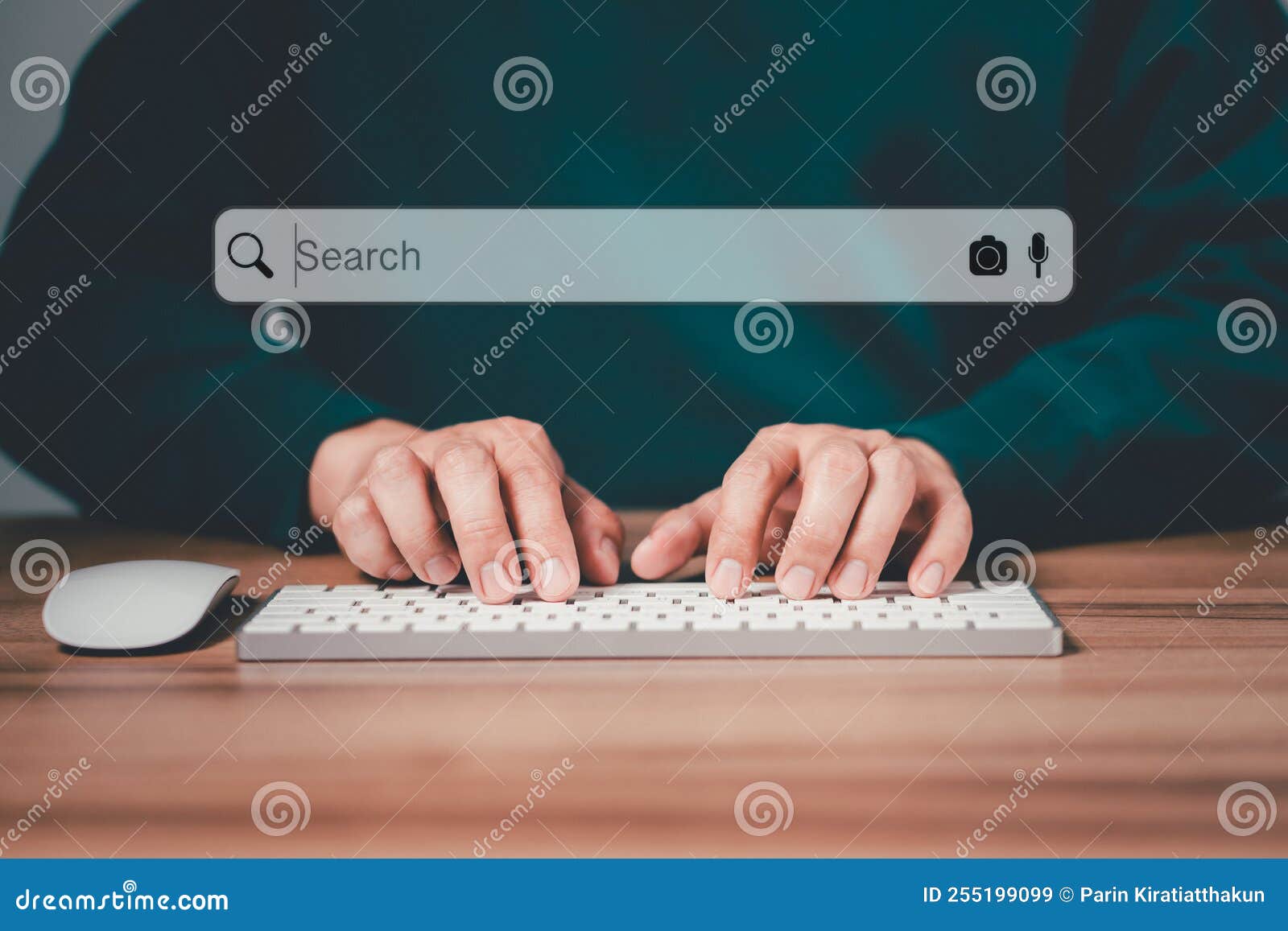 Freelancer`s Hand Using a Computer Keyboard To Search for Information ...