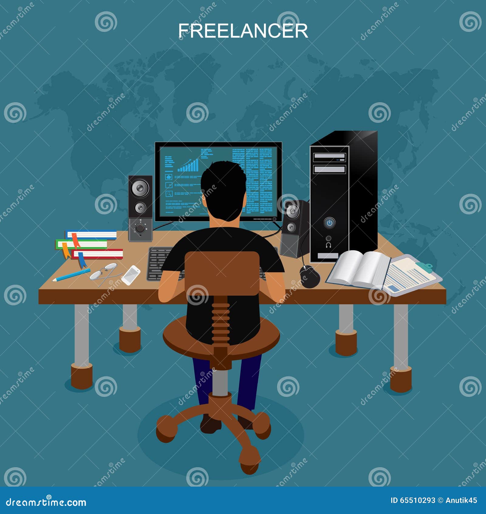 Freelancer, Vector Illustration Stock Vector - Illustration of ...