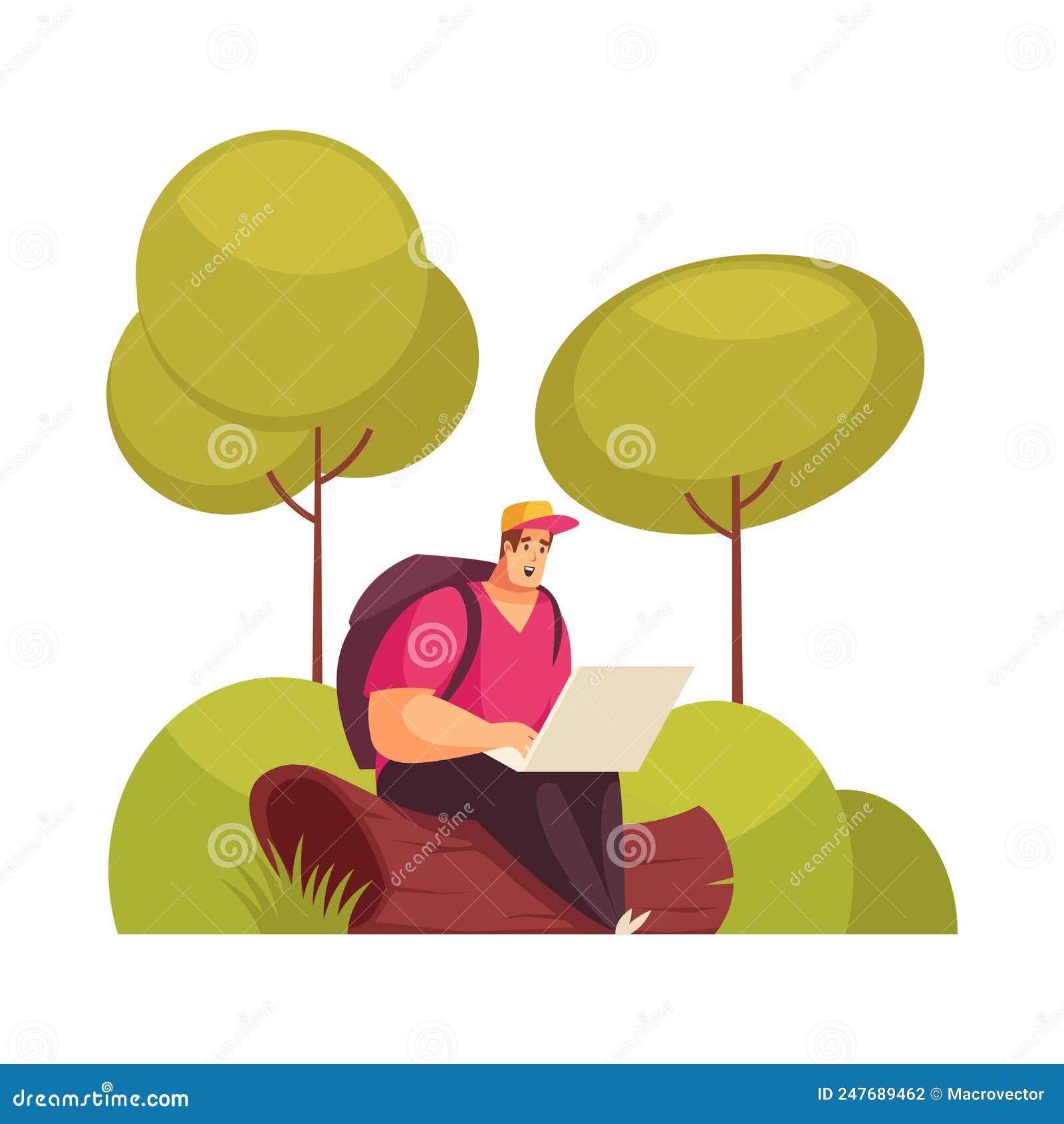 Freelancer Working Outdoors Composition Stock Vector - Illustration of ...