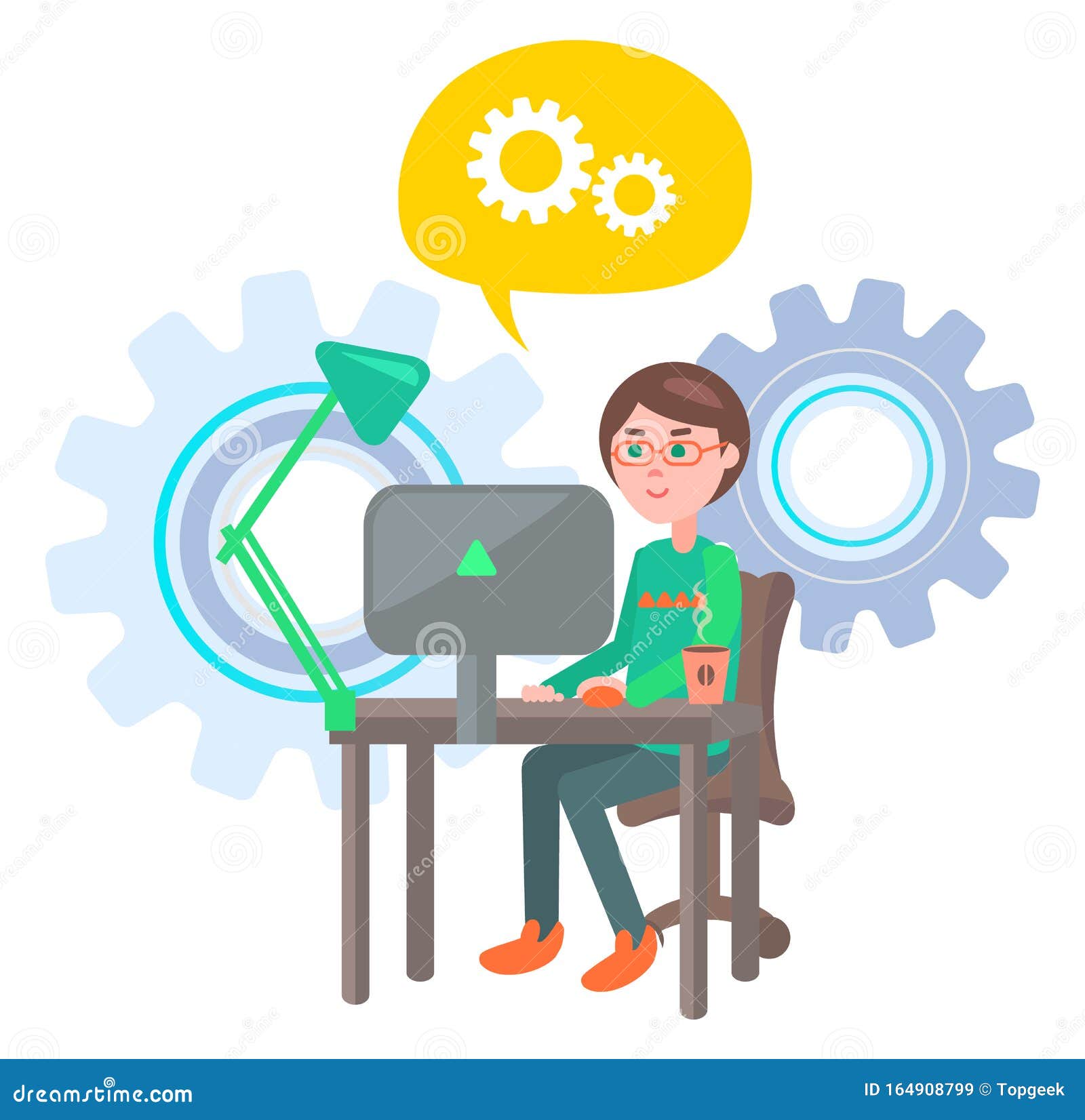 Freelancer Working Process, Office Worker Vector Stock Vector ...