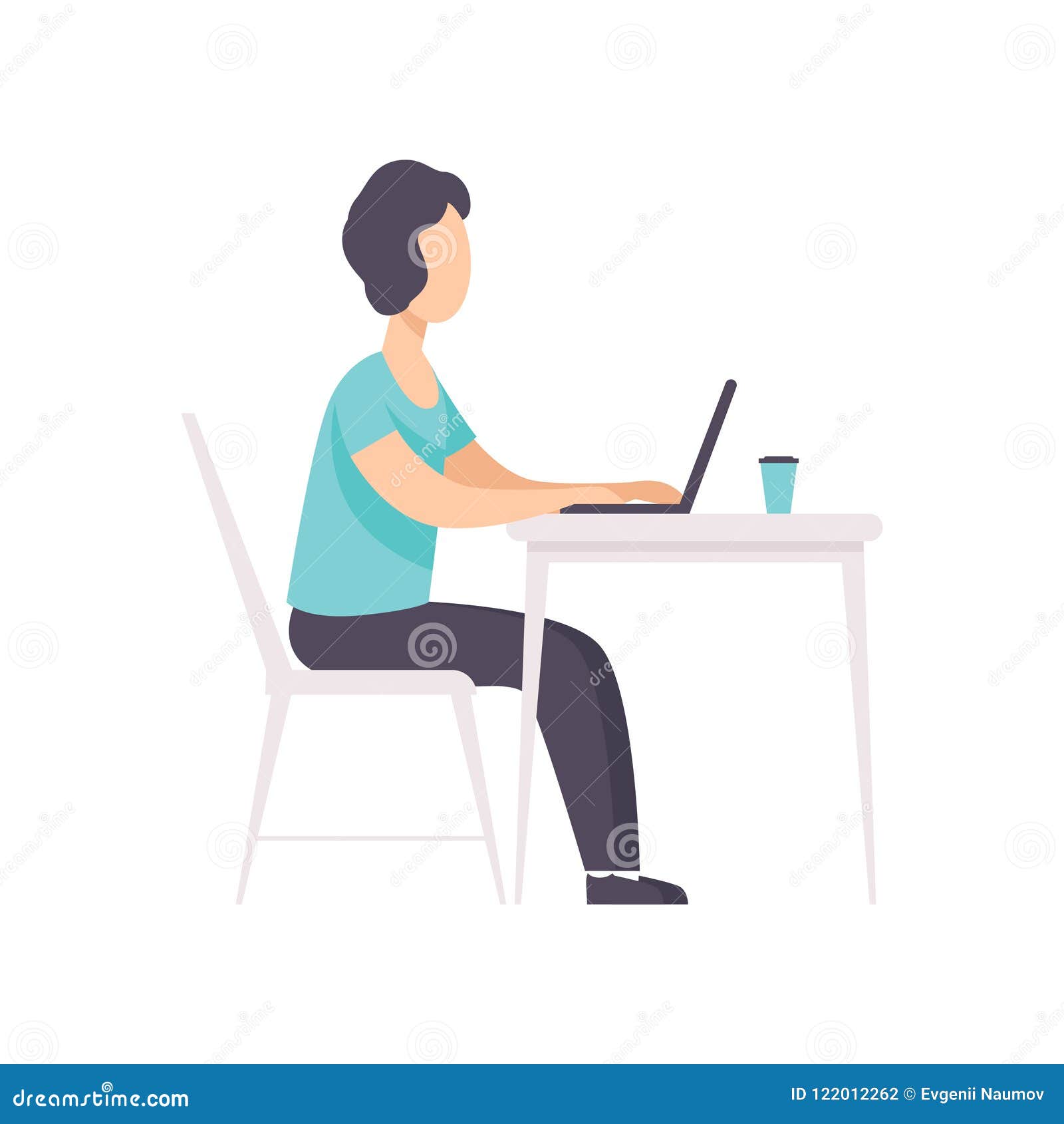 Freelancer Working at the Table with Laptop, Remote Working, Freelance ...