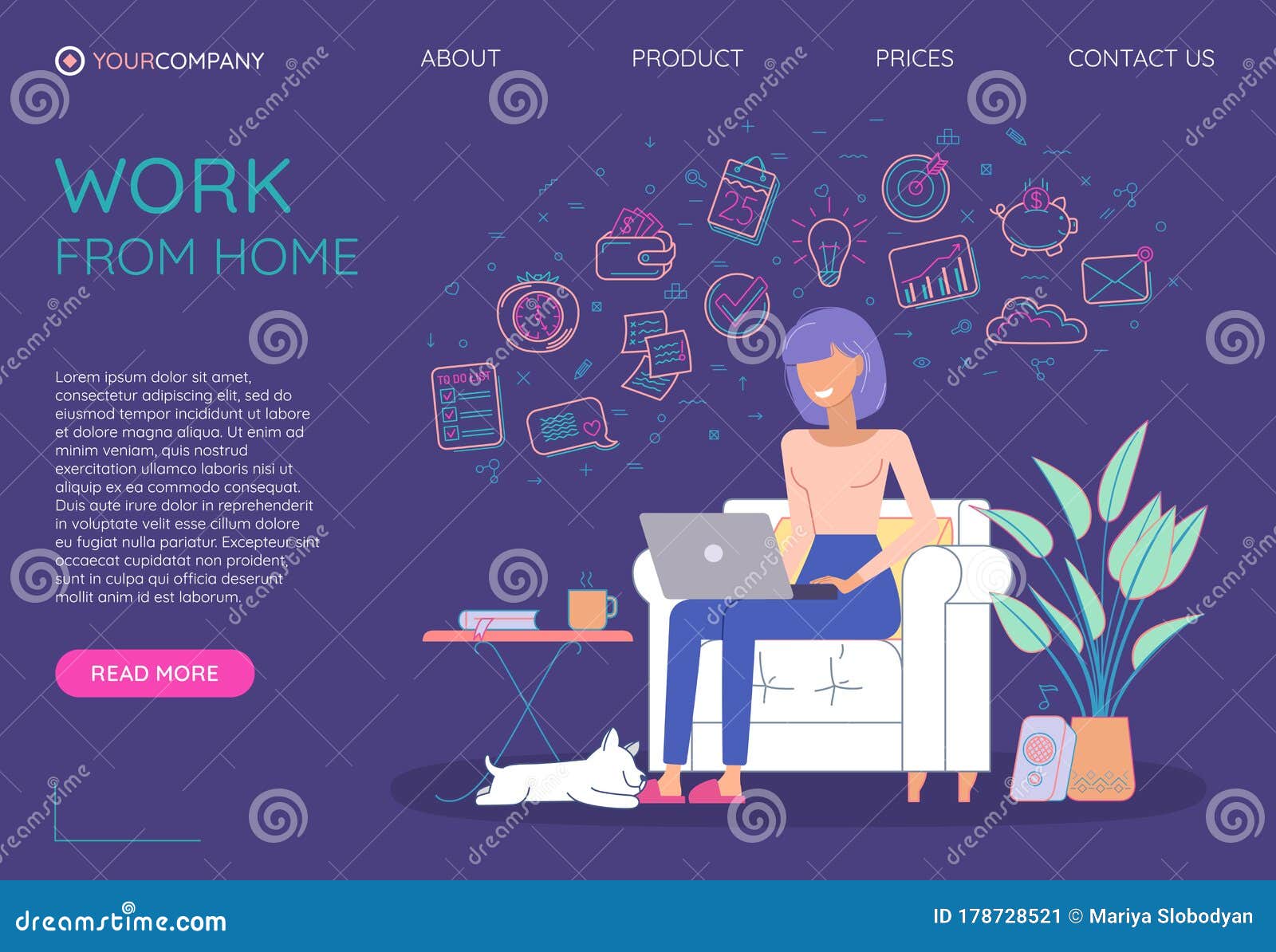 Freelancer Working. Work from Home. Freelance Work. Website Landing ...