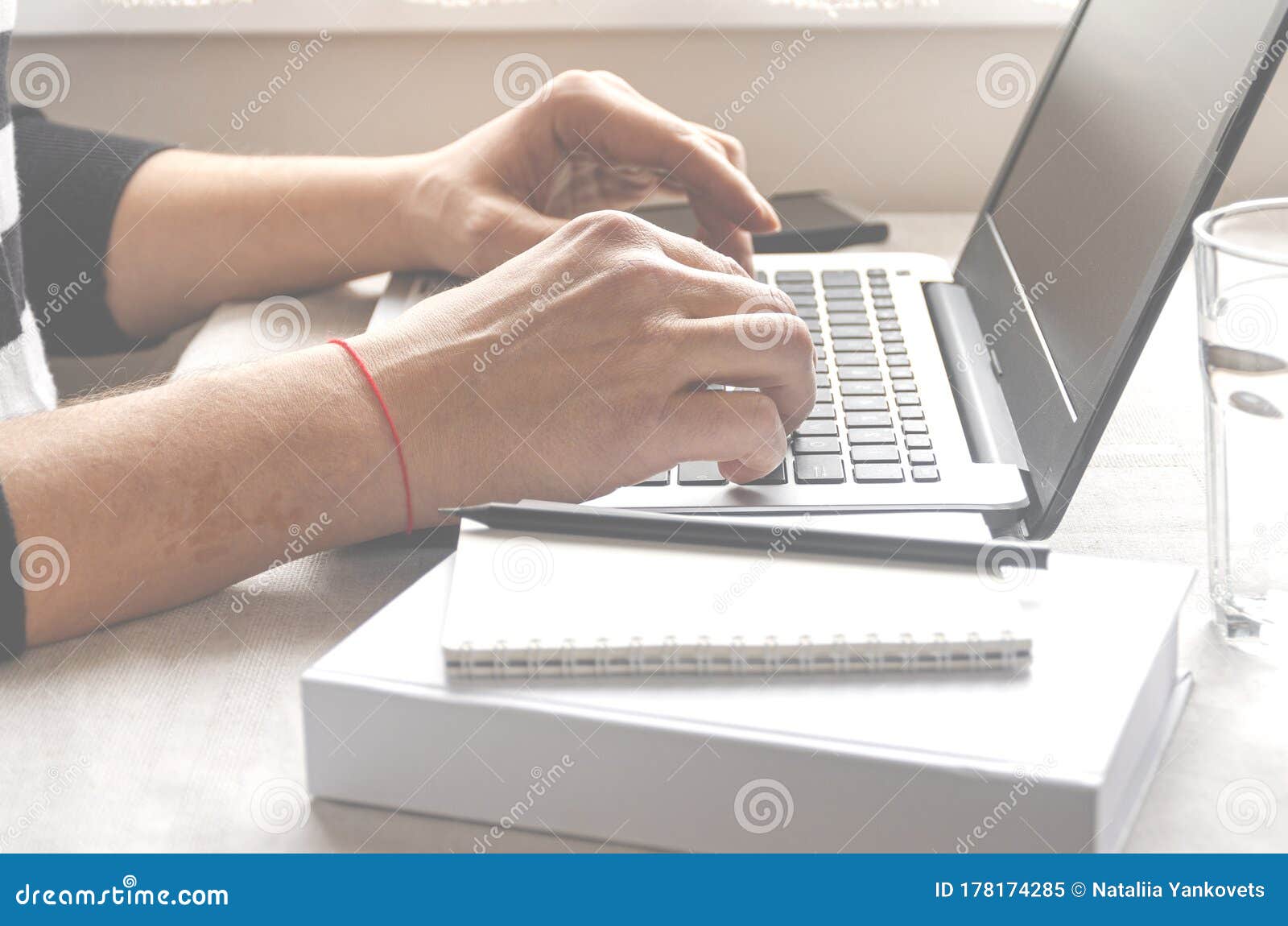 Freelancer Works on a Laptop in the Home Office Stock Image - Image of ...