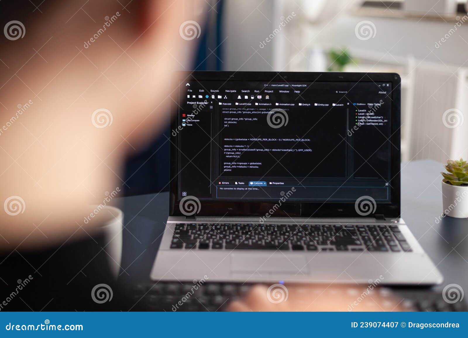 Freelancer Writing Code on Laptop Using Keyboard. Stock Image - Image ...