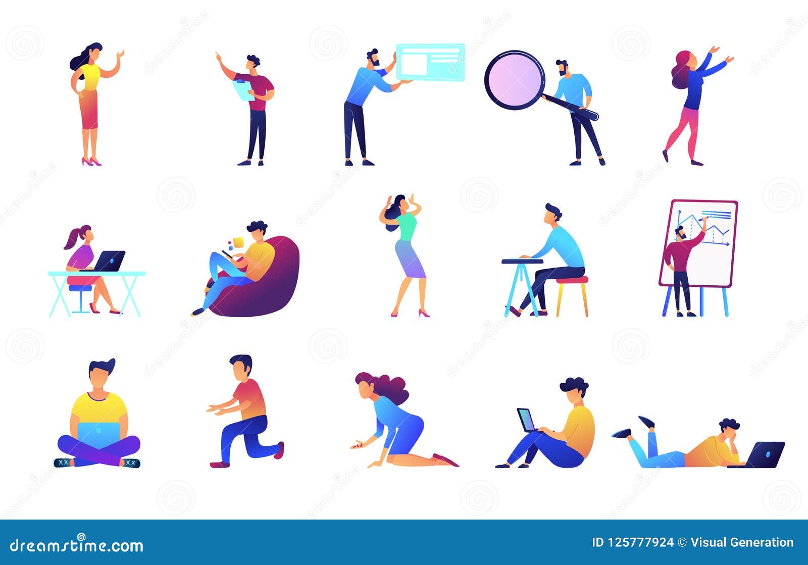 Freelancers and Businessmen Vector Illustrations Set. Stock Vector ...