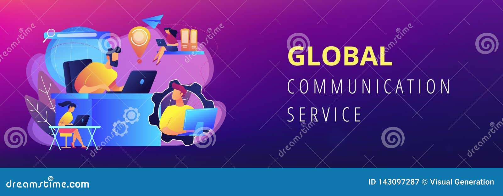 Global Network Connection Concept Banner Header. Stock Vector ...