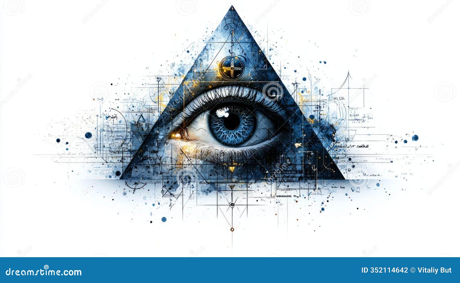 Freemason Pyramid Features Hidden Eye Top Surrounded Intricate ...