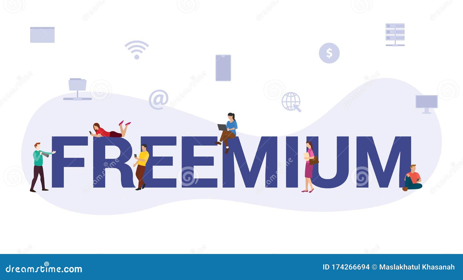 Freemium Freeware Software Business Concept with Big Word or Text and ...