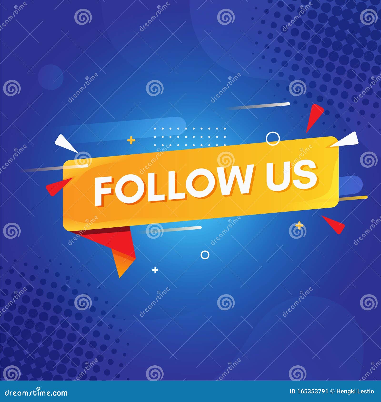 Flat Follow Us with a Blue Background Stock Vector - Illustration of ...