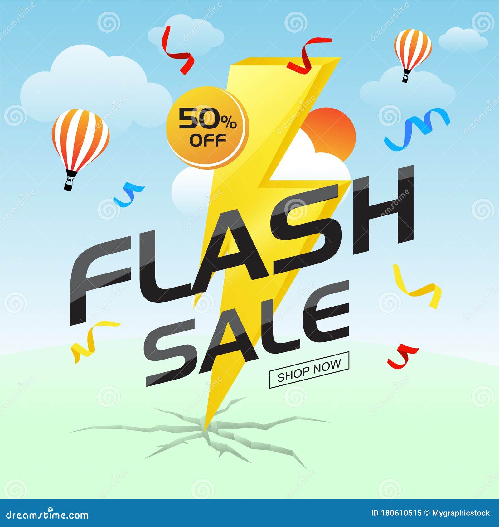 Flash Sale with Thunder, Hot Air Balloon Promotional Bussiness Discount ...