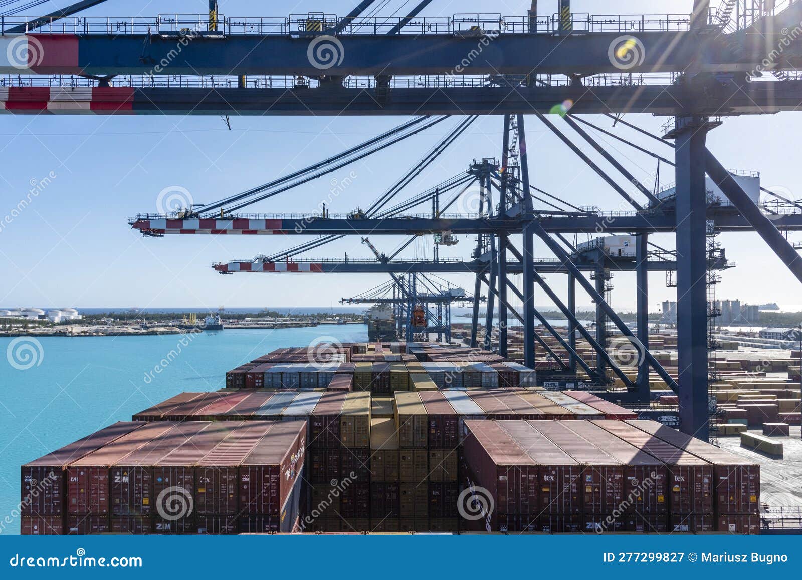 Freeport, Bahamas - View on the Containers Loaded on Deck of the Cargo ...