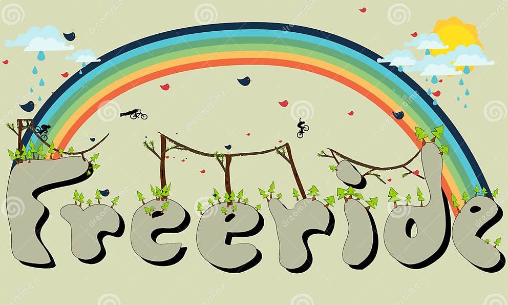 Freeride sign illustration stock illustration. Illustration of outline ...