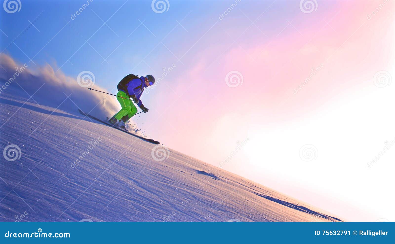 Freeride skier off piste stock image. Image of skiing - 75632791