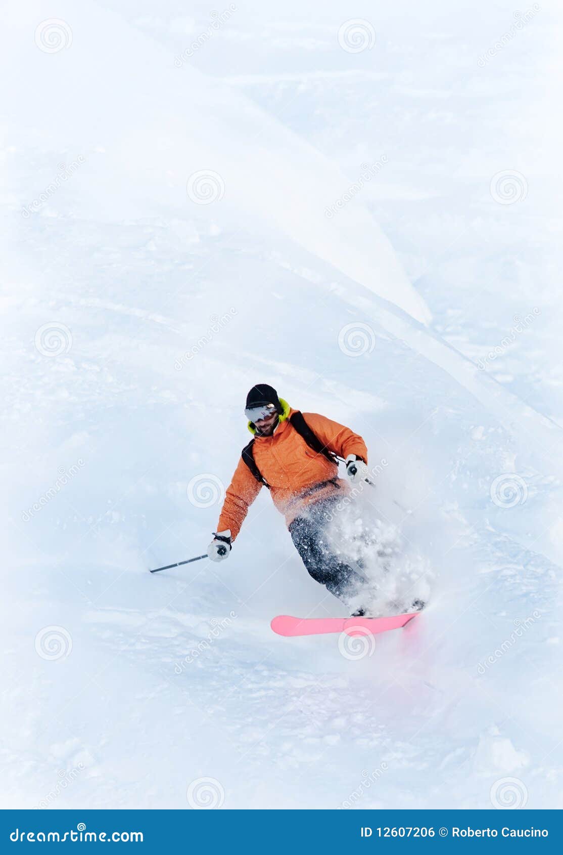 Freeride Skier in Powder Snow Stock Photo - Image of snowed, freerider ...