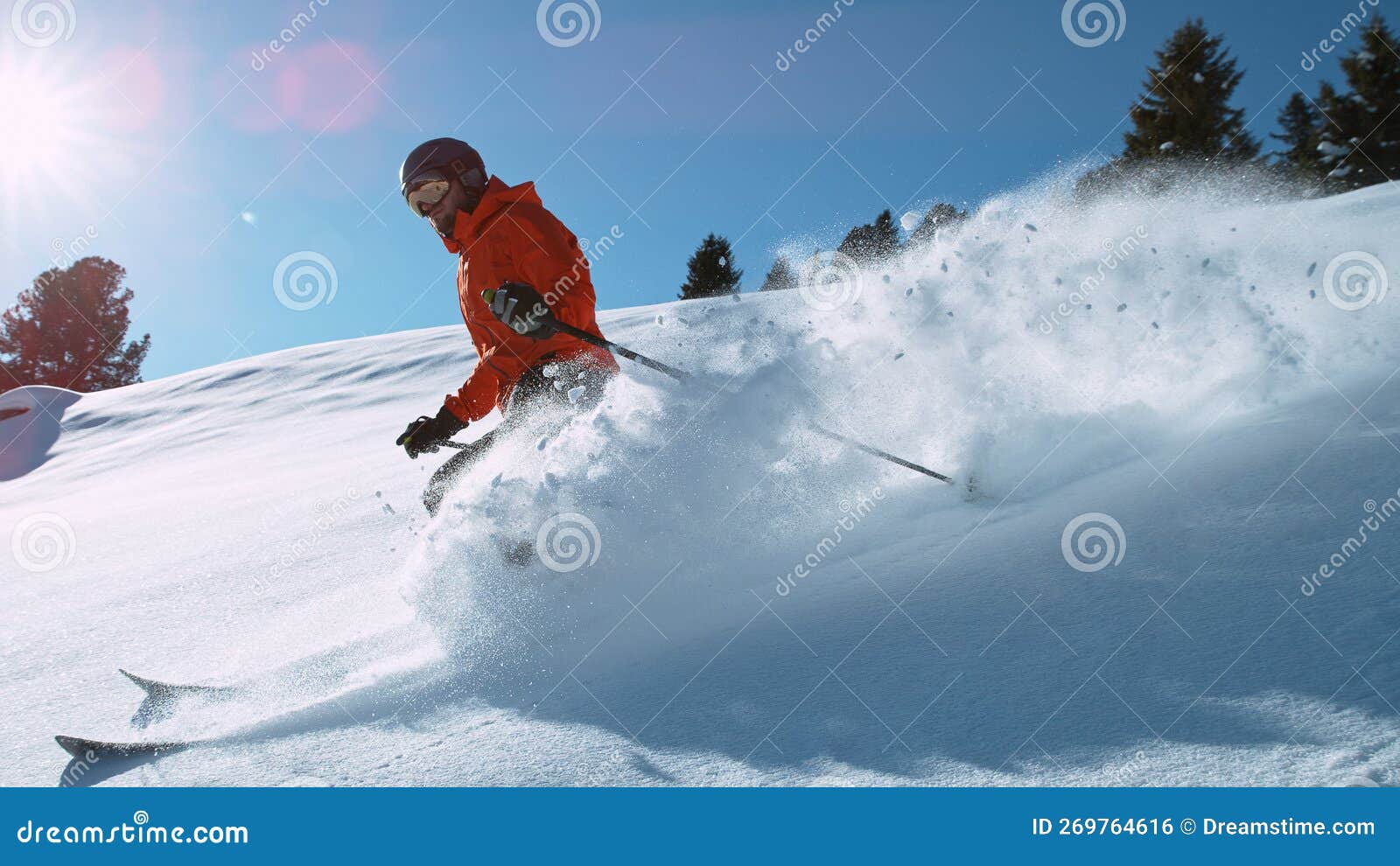 Freeride Skier Riding in the Scenic Mountains Stock Photo - Image of ...