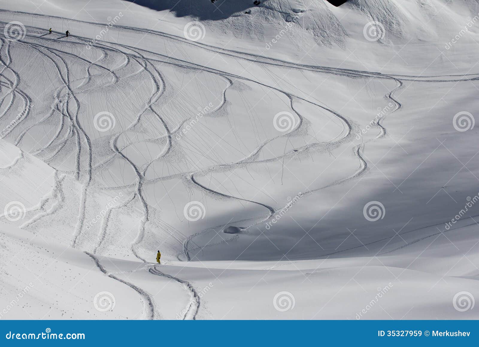 Freeride, Tracks on a Slope Stock Image - Image of climate, alps: 35327959