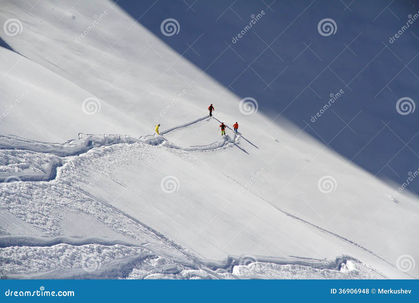 Freeride, Tracks on a Slope Editorial Stock Photo - Image of alpinist ...