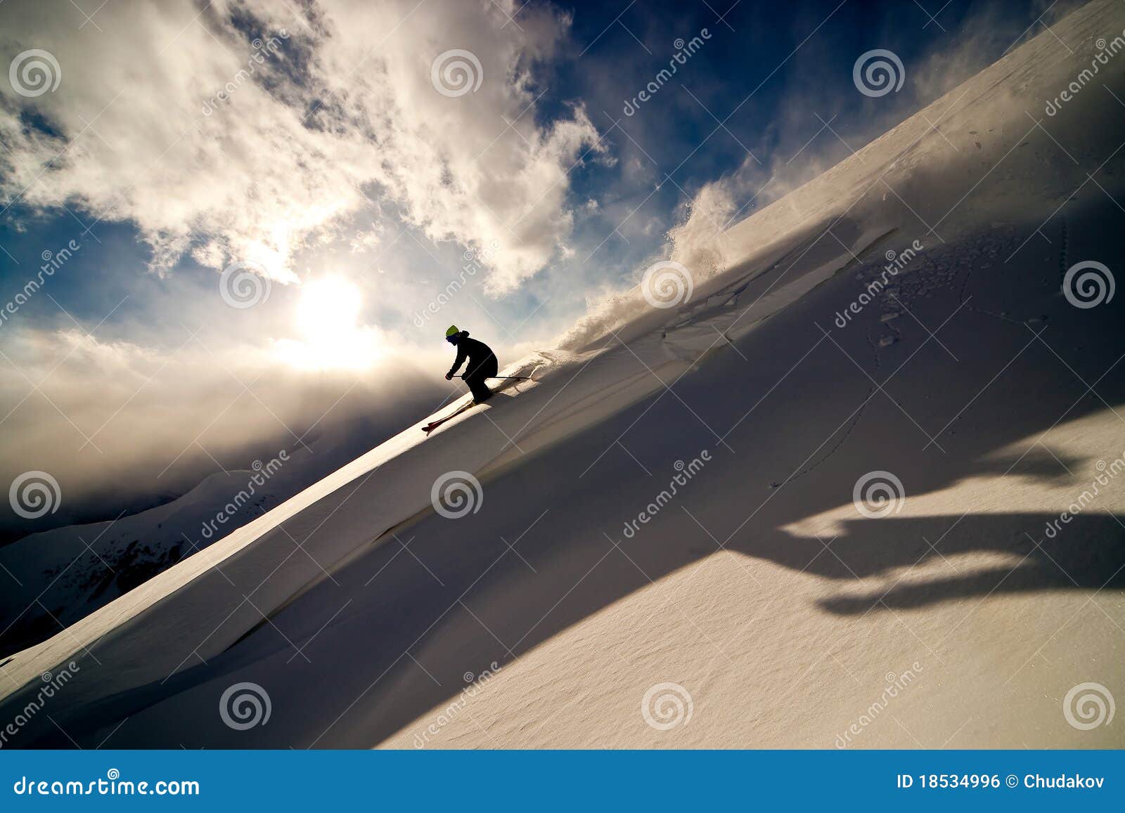 Freerider Moving Down a Slope Stock Photo - Image of person, open: 18534996