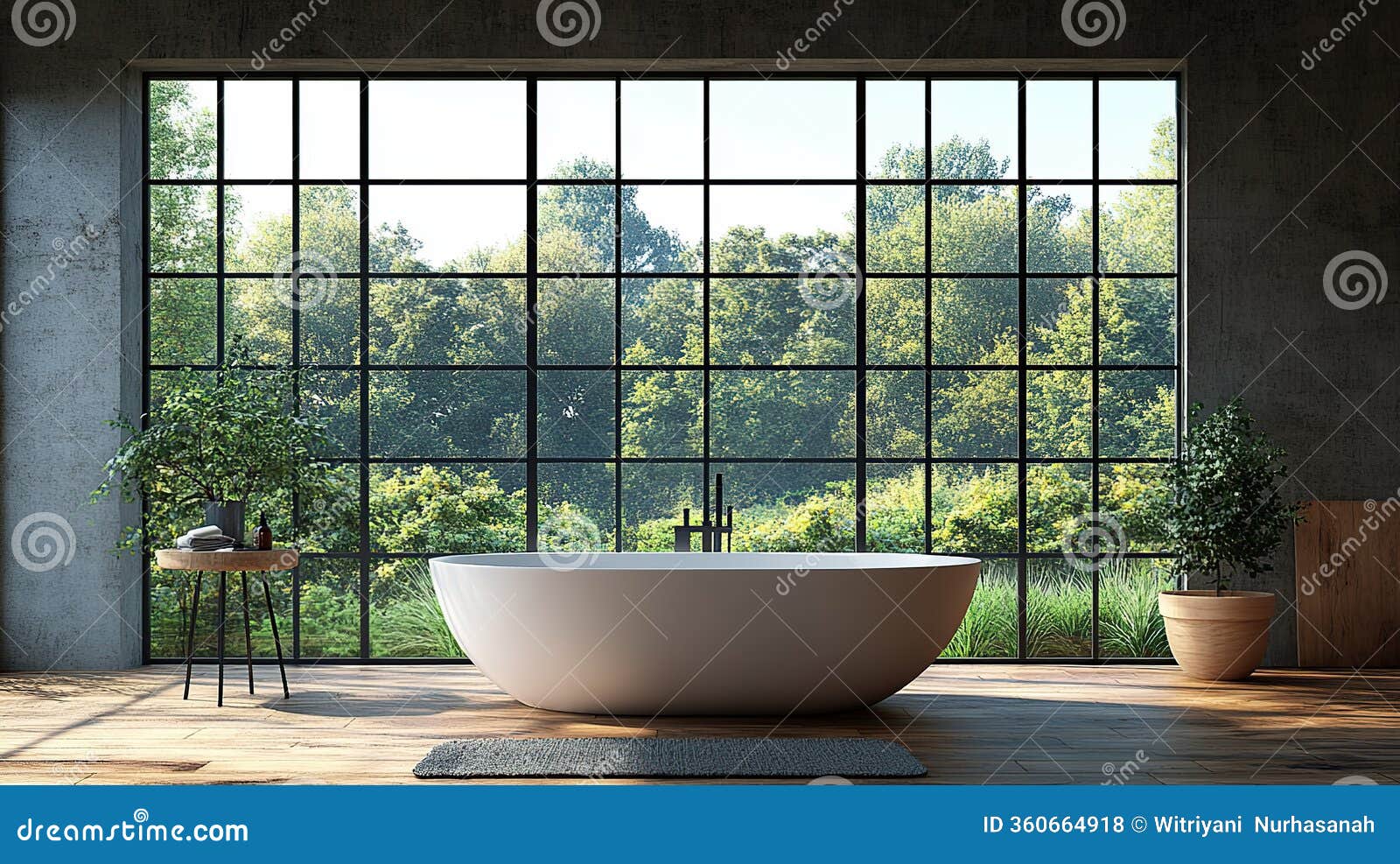 Freestanding Bathtub, Modern Bathroom, Forest View, Sunlight ...