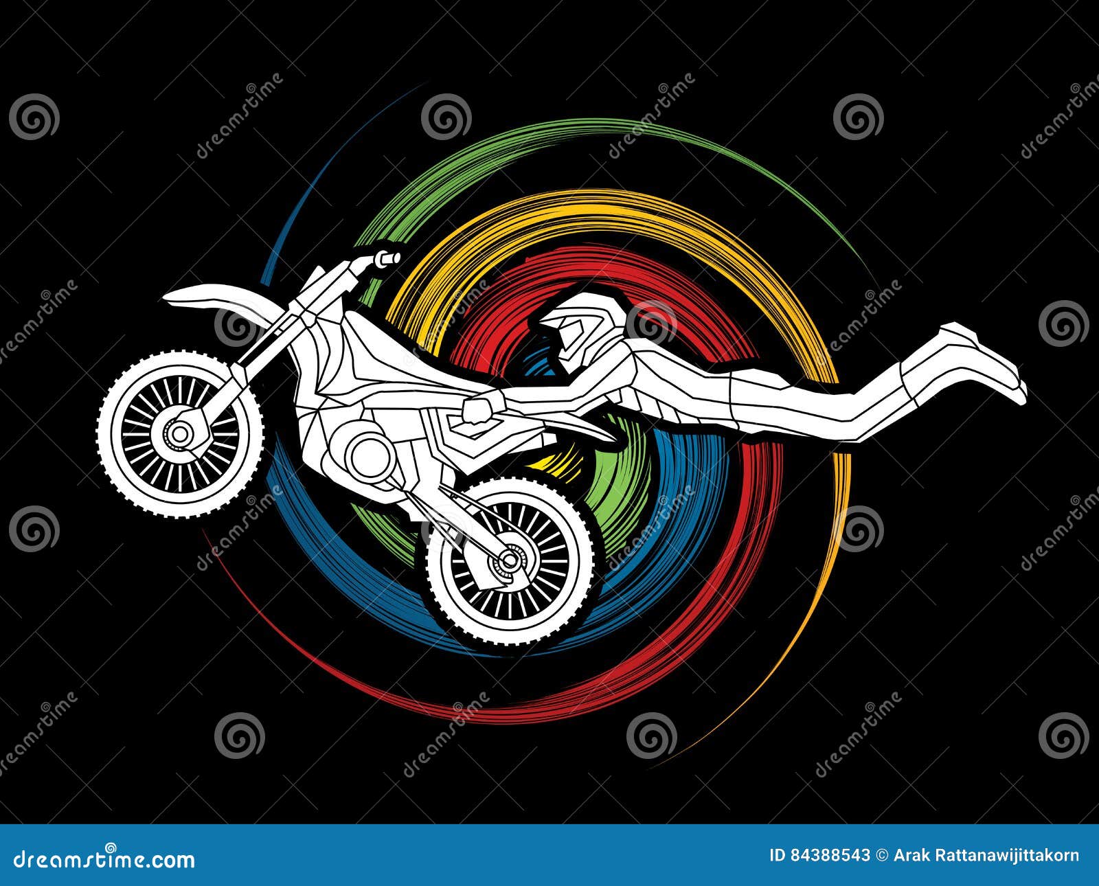 Freestyle Motocross Flying Trick Stock Vector - Illustration of fast ...