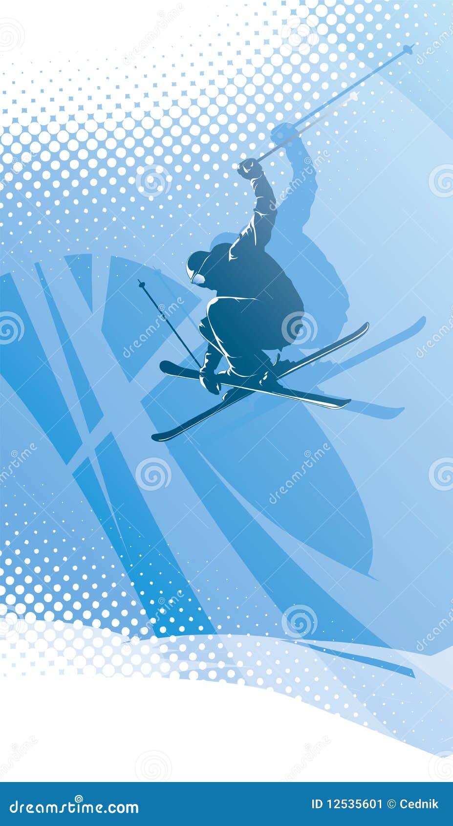 Freestyle Skier in Abstract Winter Background Stock Vector ...