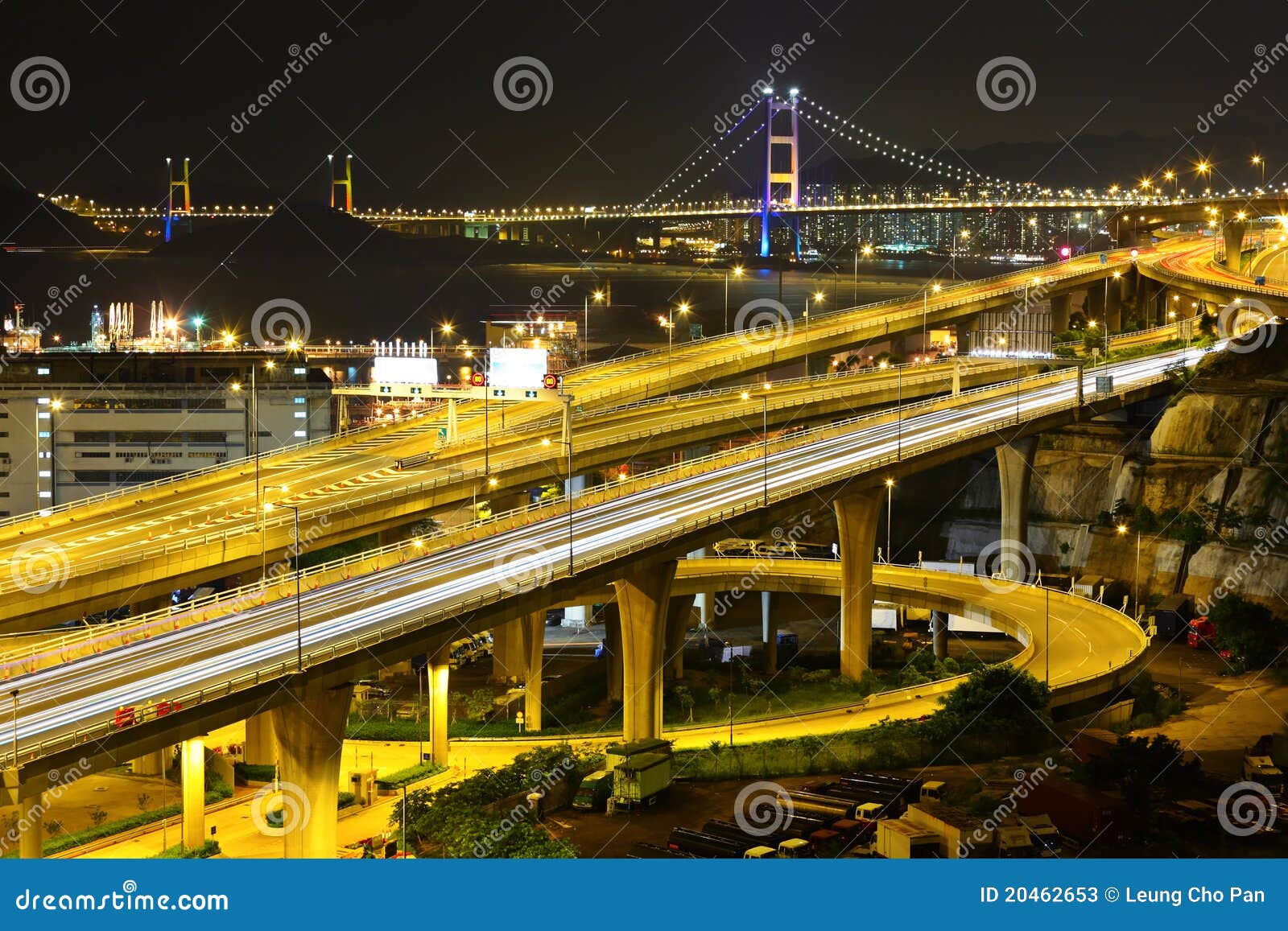 Freeway and bridge stock image. Image of night, cityscape - 20462653