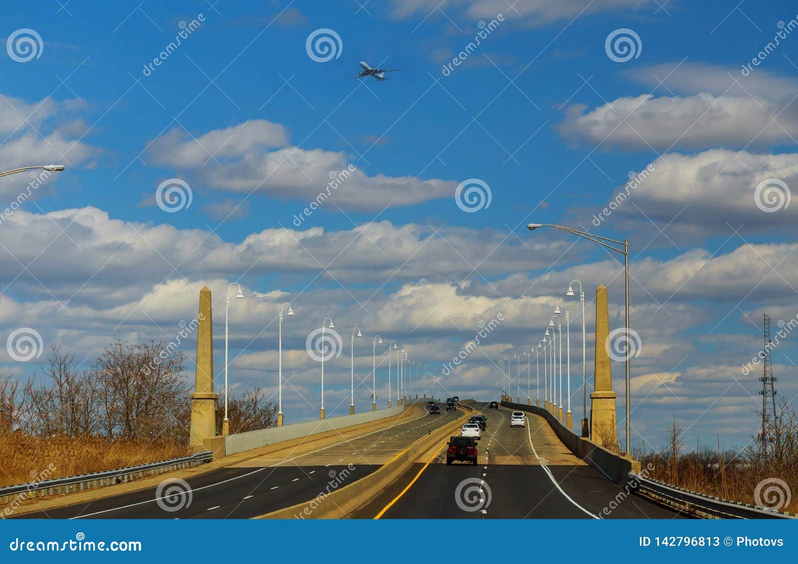 Freeway the Bridge through River with Road Stock Image - Image of ...