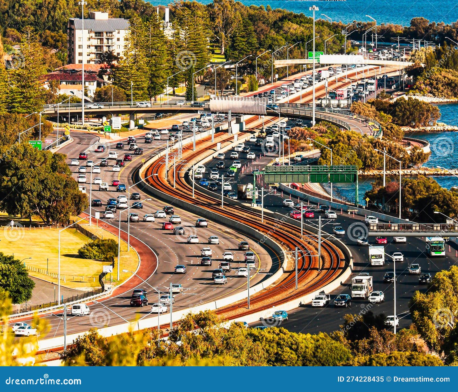 Freeway in the City, Perth, WA Stock Image - Image of traffic ...