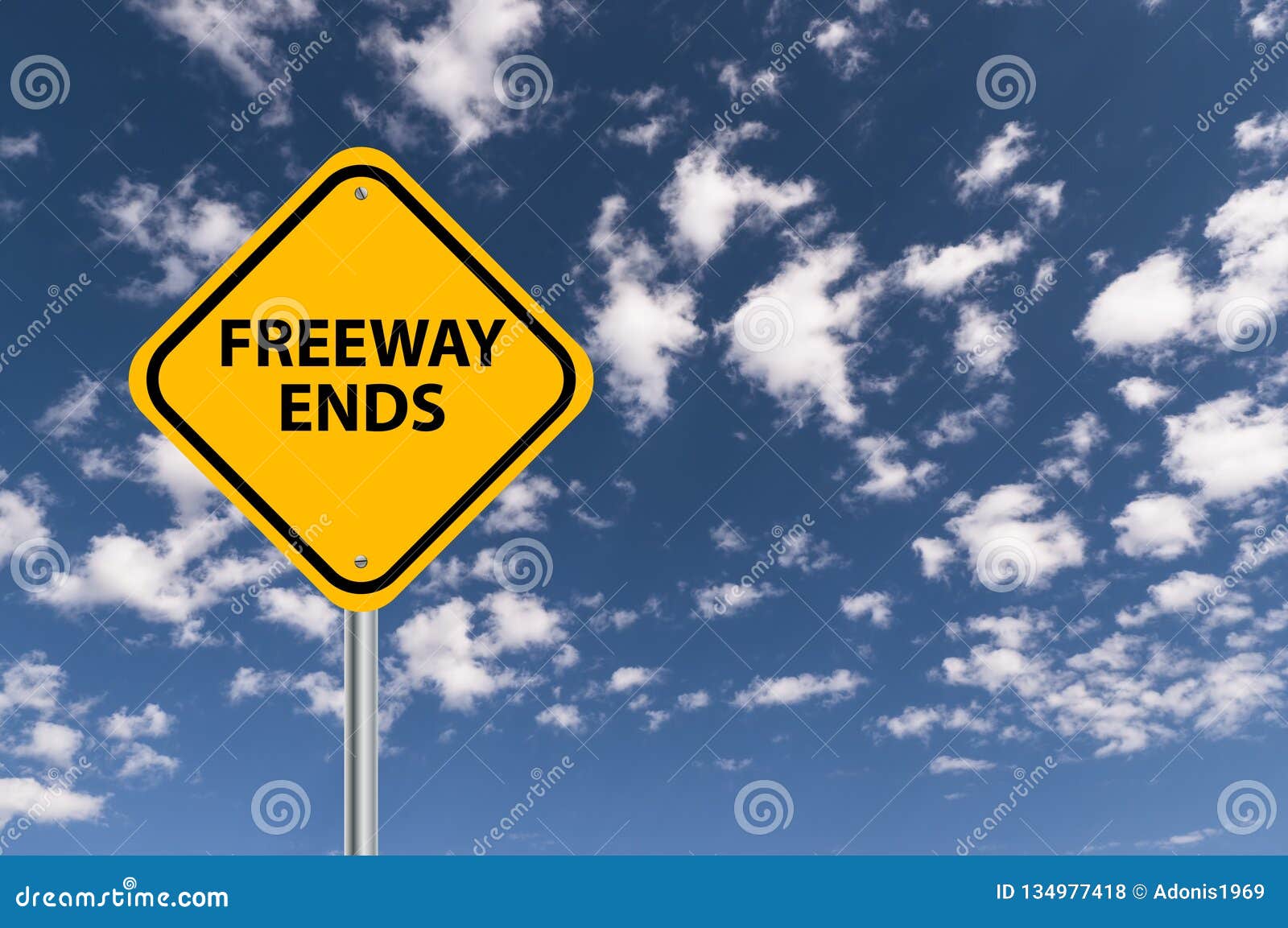 Freeway ends sign stock illustration. Illustration of hint - 134977418