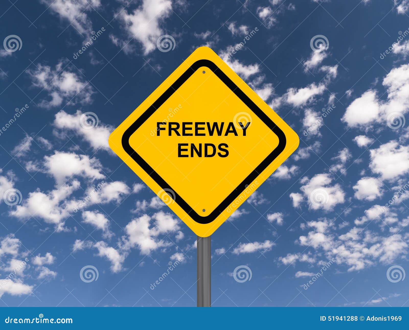 Freeway ends sign stock illustration. Illustration of roadway - 51941288