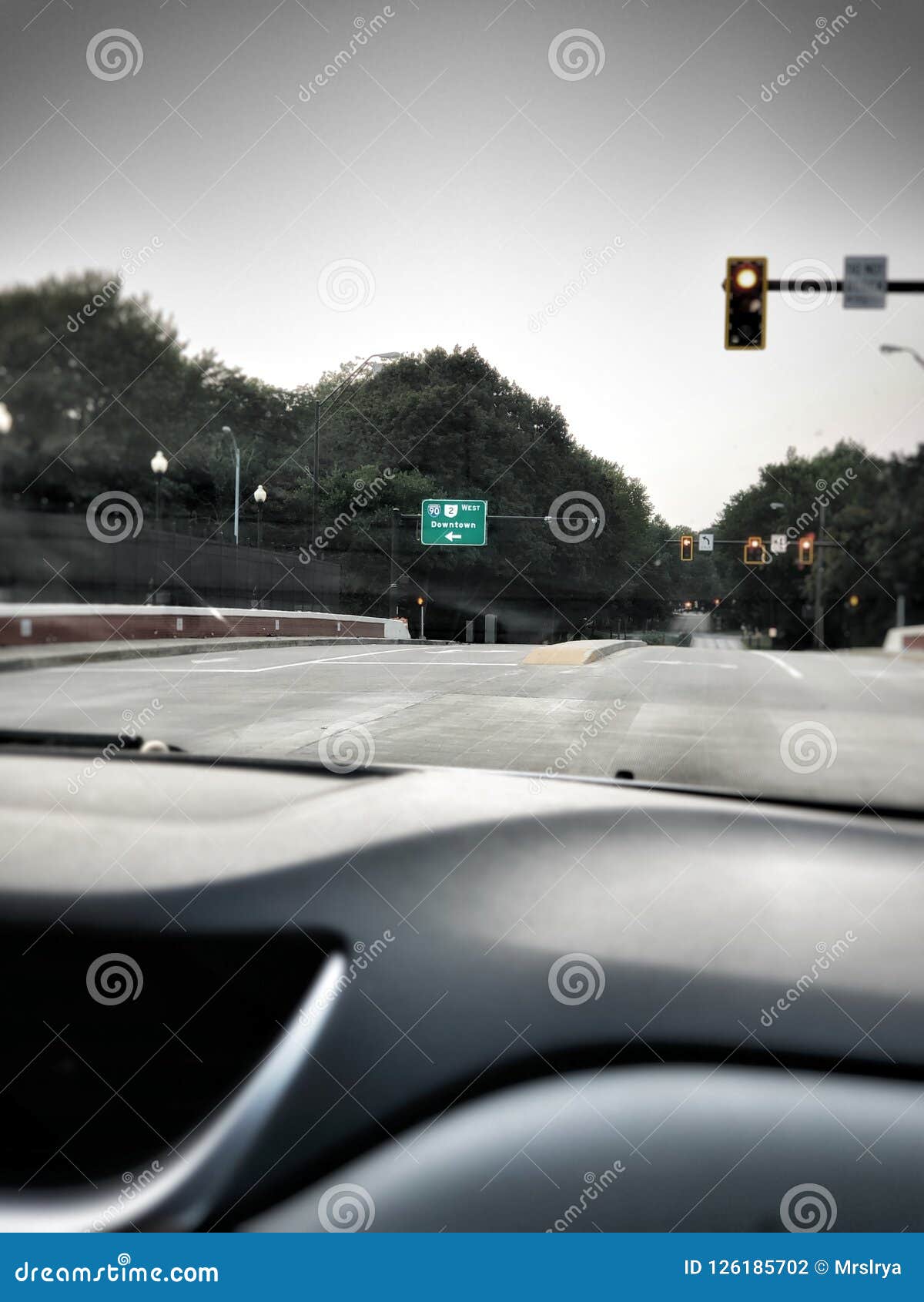 Highway Signs and Traffic Lights in Cleveland, Ohio Stock Photo - Image ...