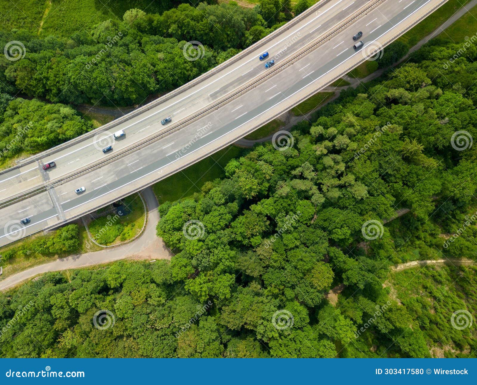 A Freeway is Going through the Forest in a Green Area Stock Photo ...