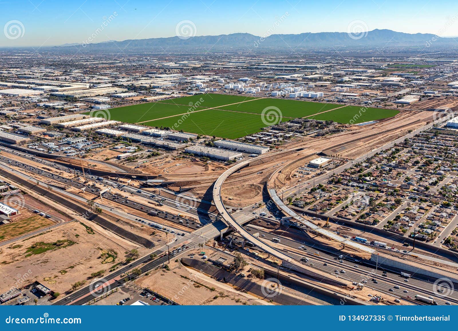 Freeway Interchange Construction in Phoenix, Arizona Stock Image ...