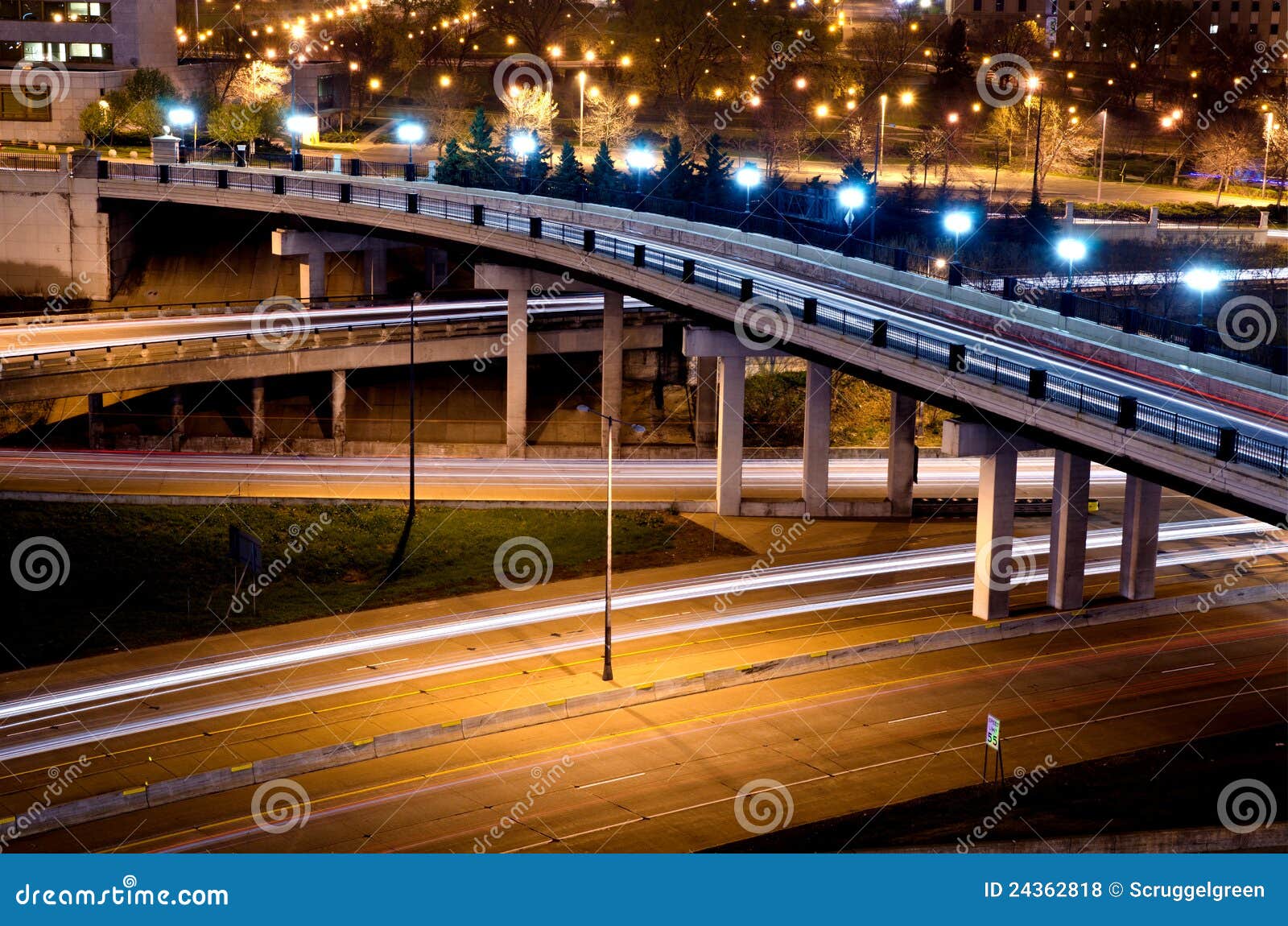 Freeway at Night stock photo. Image of paul, architecture - 24362818