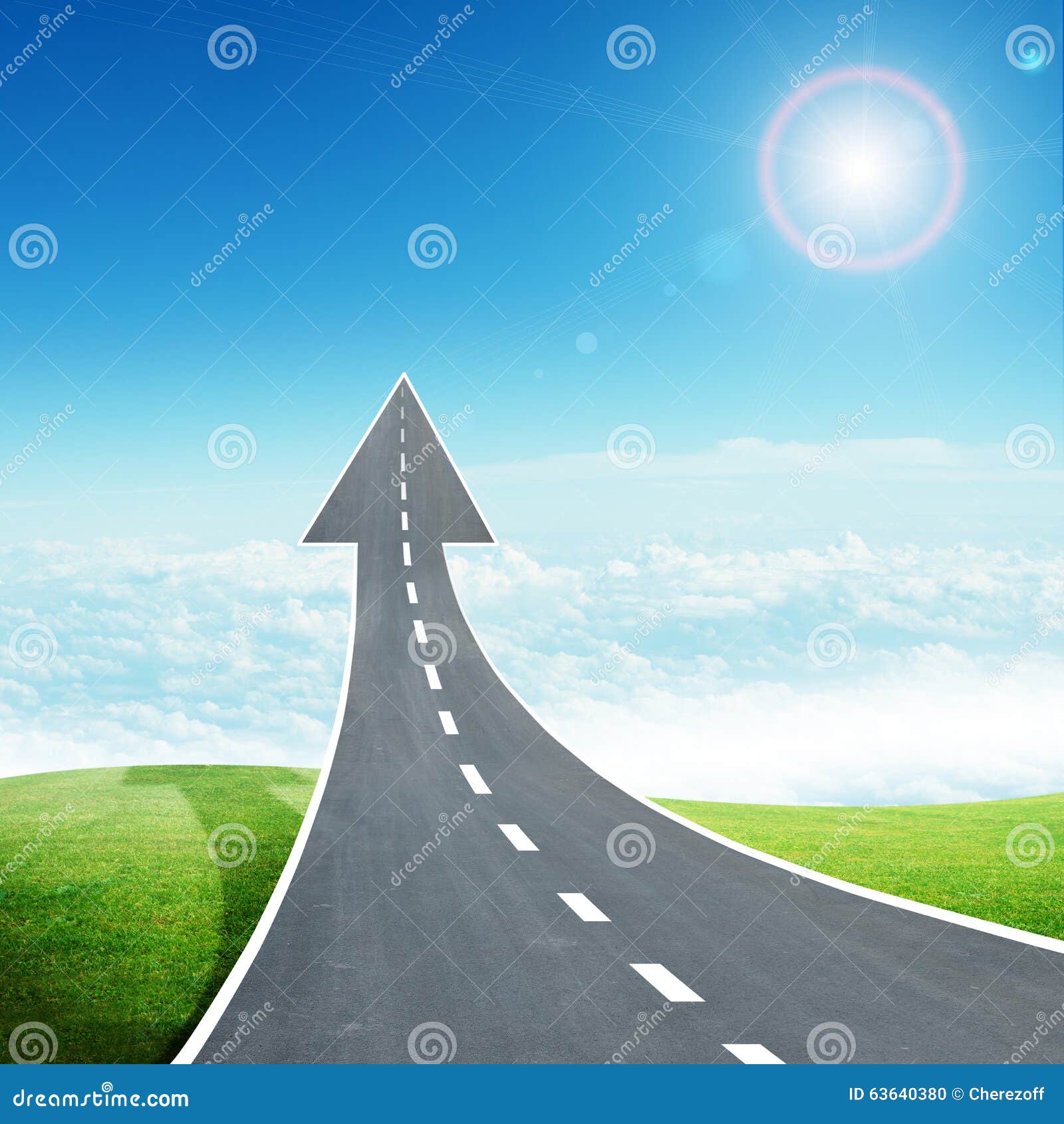 Freeway Road Going Up As an Arrow in Sky Stock Illustration ...