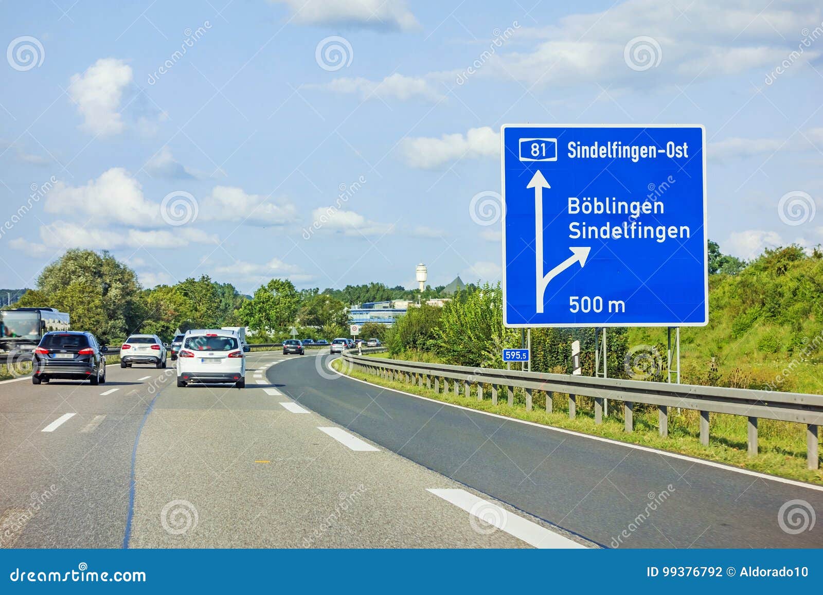 Freeway Road Sign on Autobahn A81, Boeblingen / Sindelfingen Stock ...