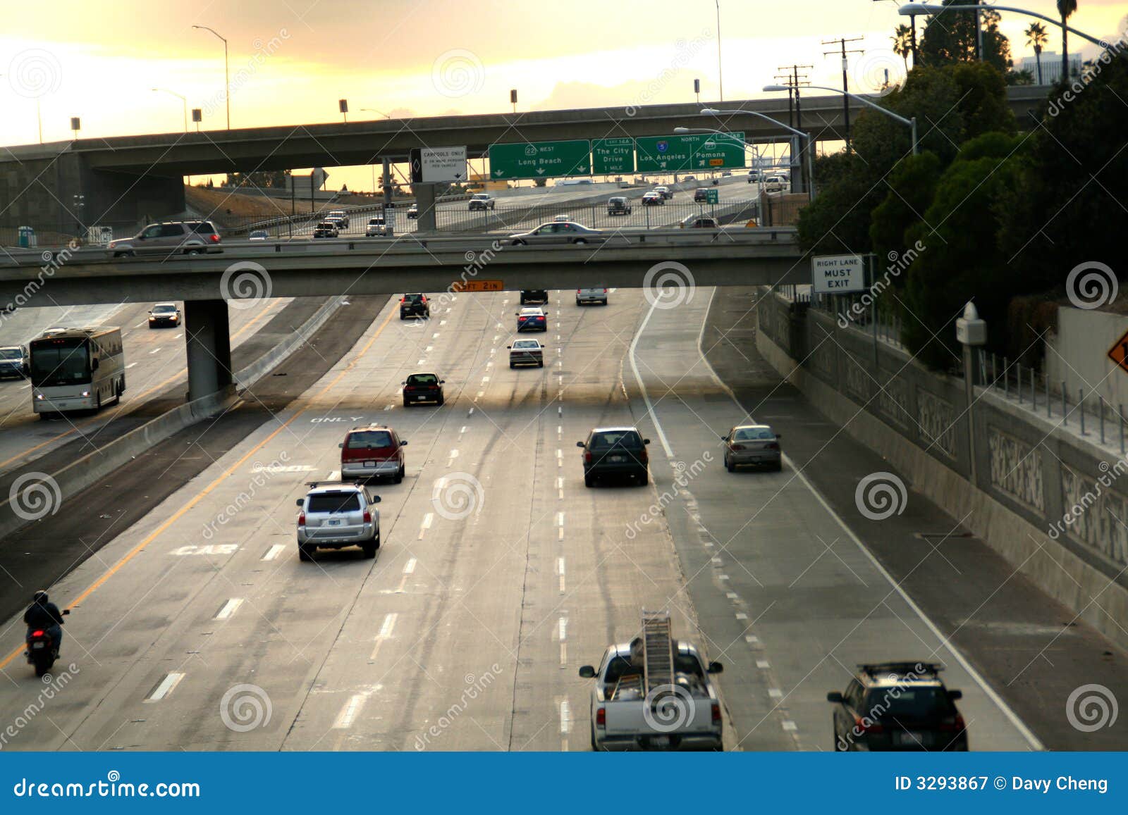 Freeway scene stock image. Image of carpool, bridge, freeway - 3293867