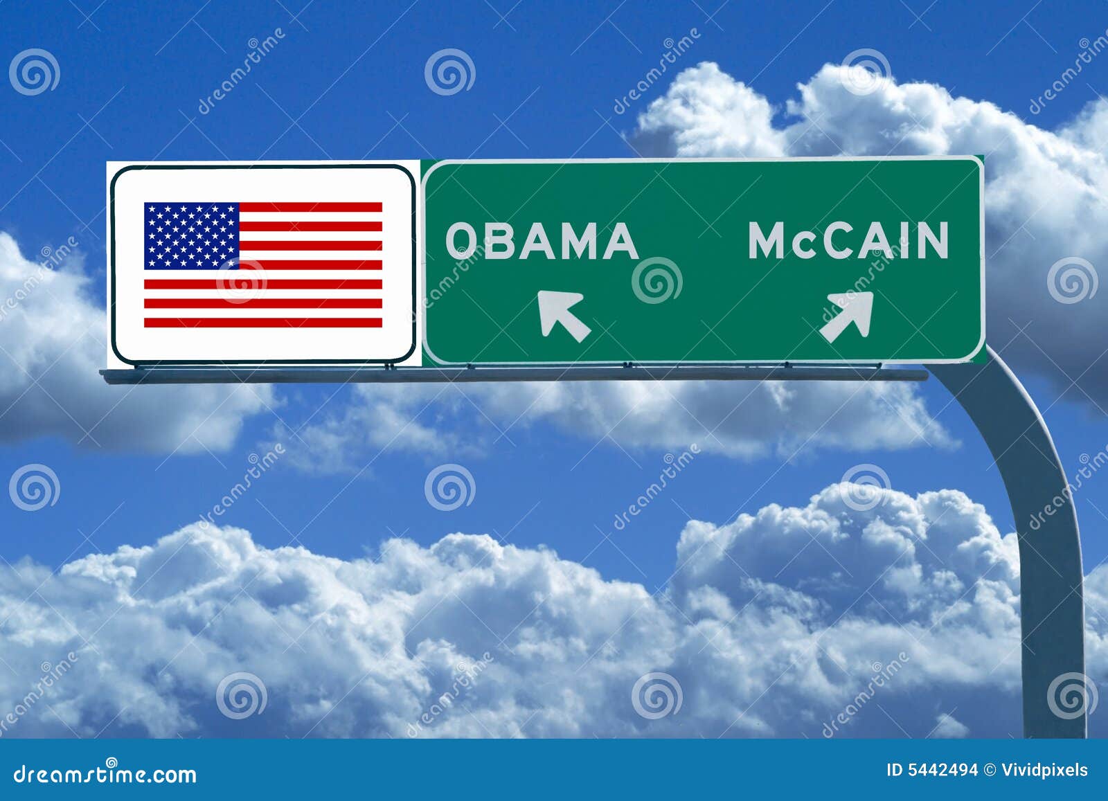 Freeway Sign with American Flag and Obama, McCain Editorial Stock Image ...