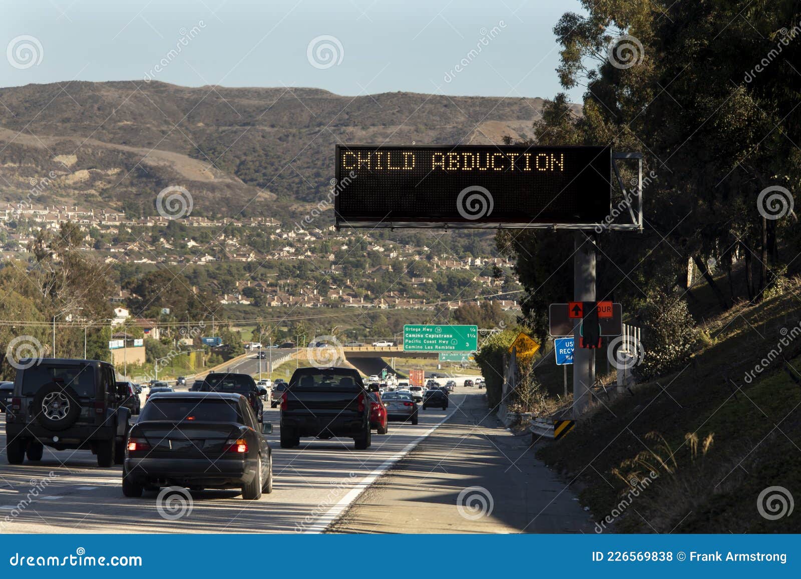 Freeway Sign Warning of a Child Abduction Stock Photo - Image of public ...
