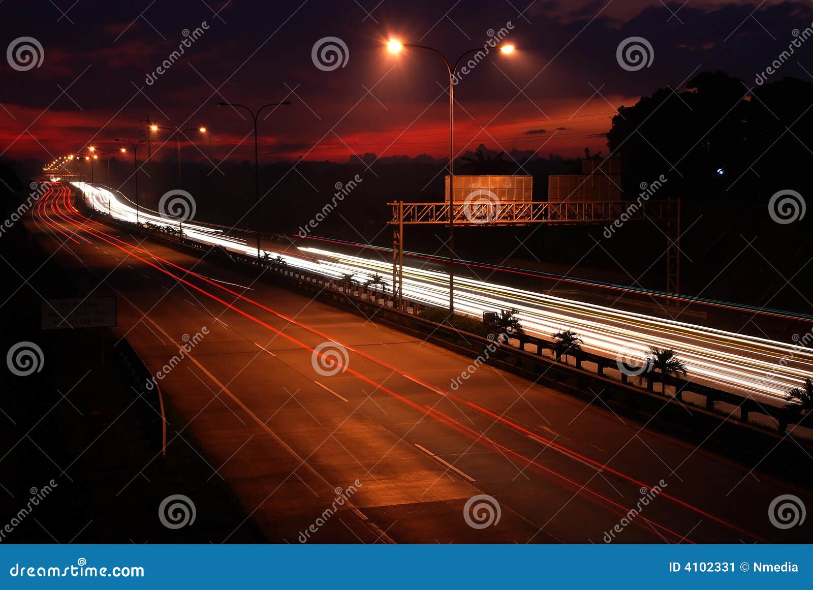 Freeway at sunset stock image. Image of toll, journey - 4102331